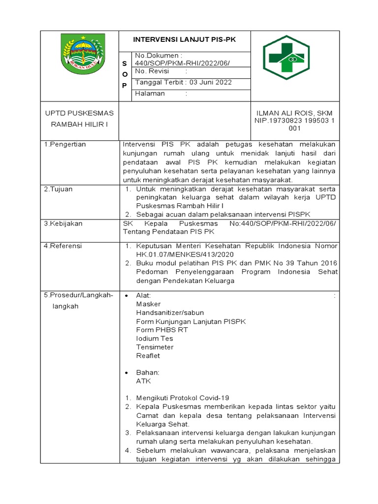SOP Intervensi LANJUT Pis PK | PDF