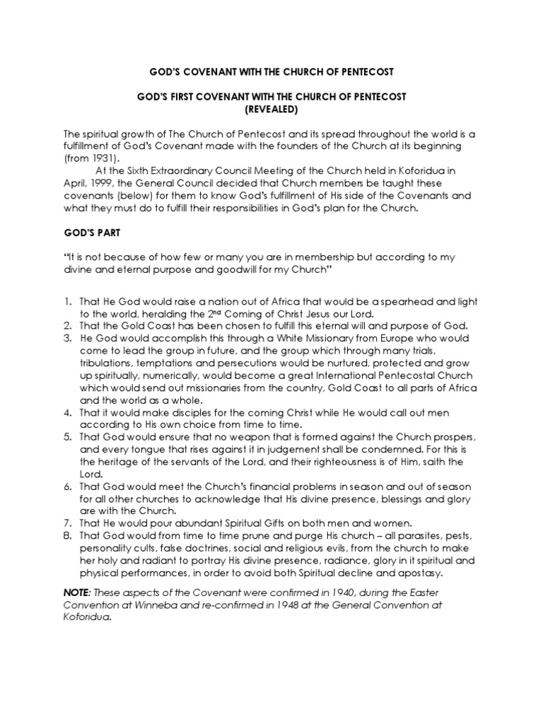 God's Covenant with the Church of Pentecost | PDF | Jesus | Pentecostalism