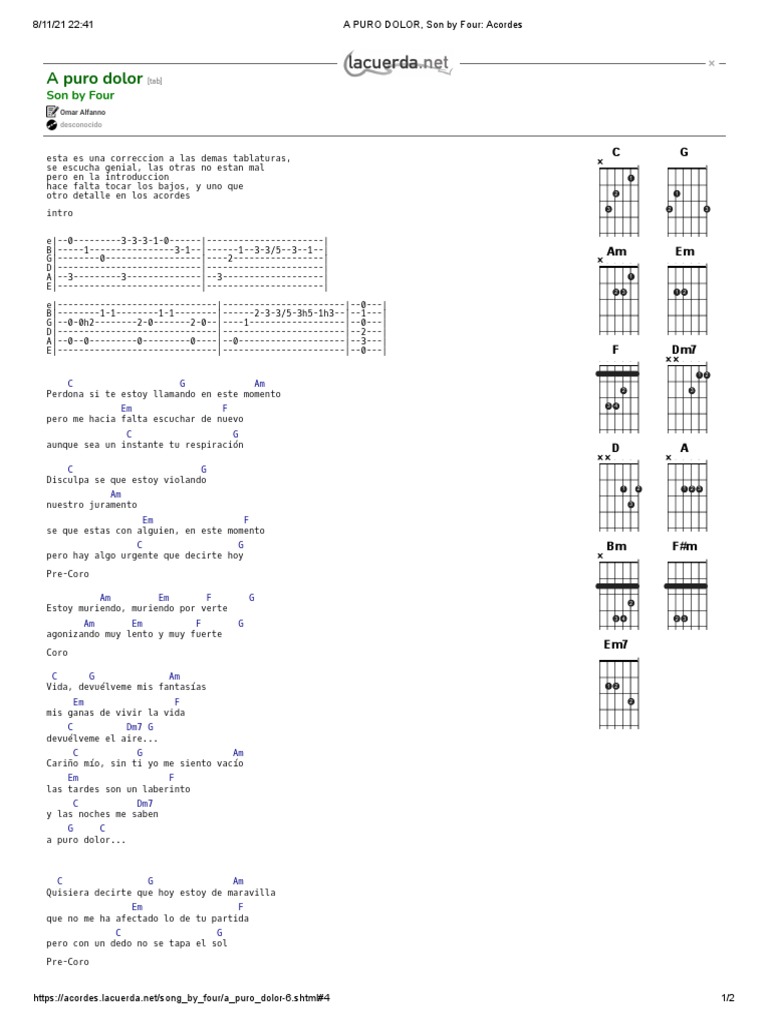 Acordes de "A Puro Dolor" | PDF