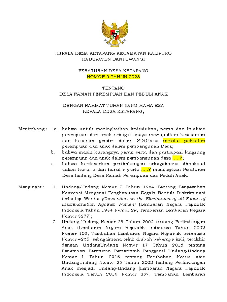 Revisi KETAPANG - PERDES DRPPA | PDF | Ilmu Sosial | Politik