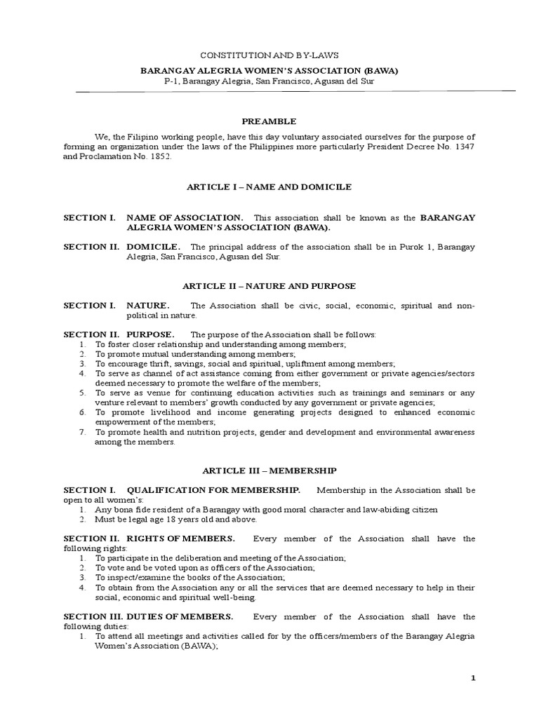 Constitution and by Laws Bawa | PDF | Ratification | Constitutional Amendment
