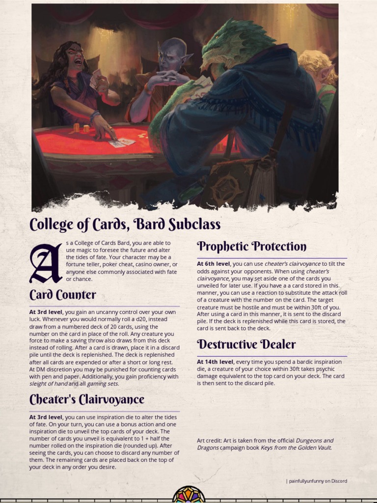 College of Cards - Bard Subclass - GM Binder | PDF | Ephemera | Games ...