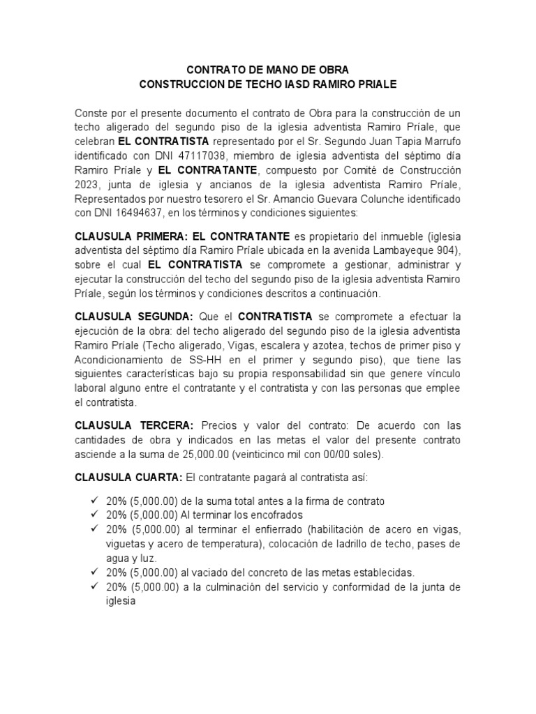 Contrato Obra edificacion | PDF