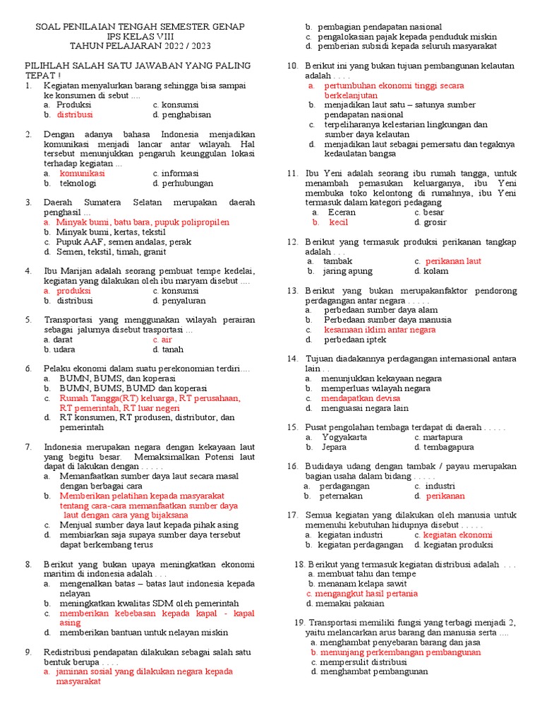 Soal Pts IPS Kls 8 SMT GNP 22-23 | PDF