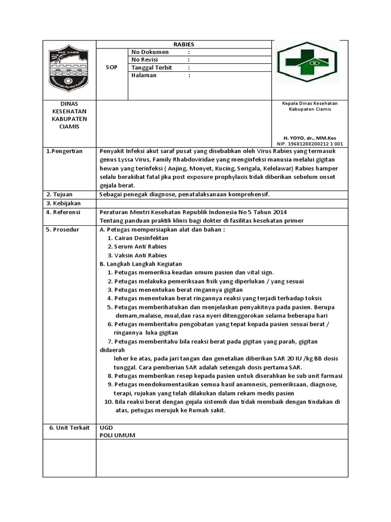 SOP RABIES | PDF