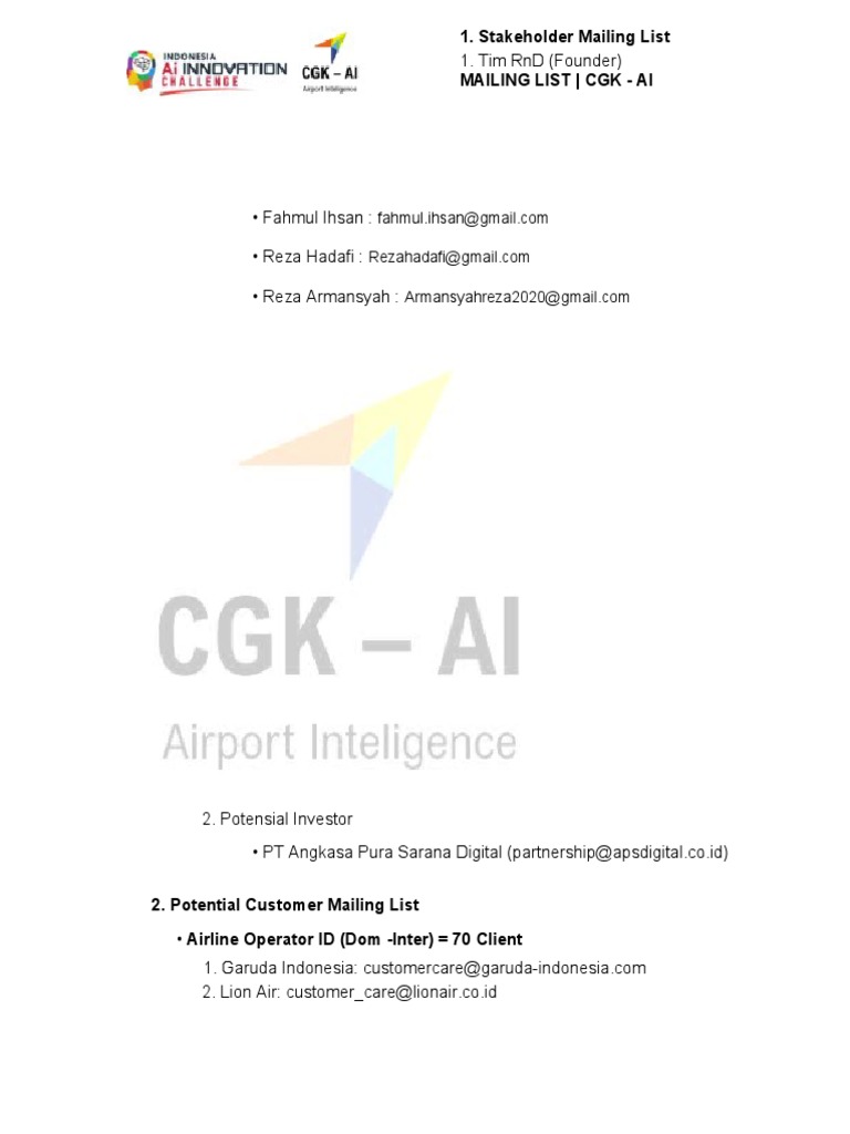Mailing List - CGK AI | PDF | Aviation | Civil Aviation