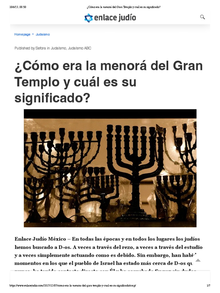 ¿Cómo Era La Menorá Del Gran Templo y Cuál Es Su Significado | PDF ...