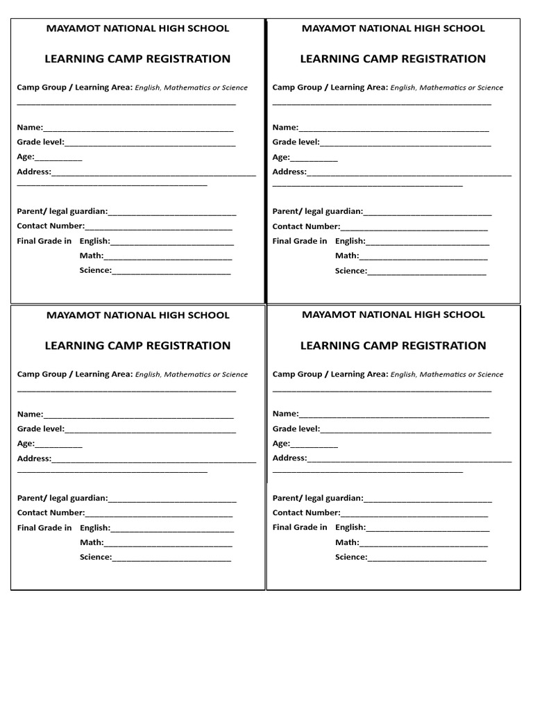 Learning Camp Registration | PDF | Science | Mathematics