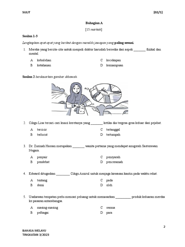 Lengkapkan Ayat-Ayat Yang Berikut Dengan Memilih Jawapan Yang Paling Sesuai | PDF