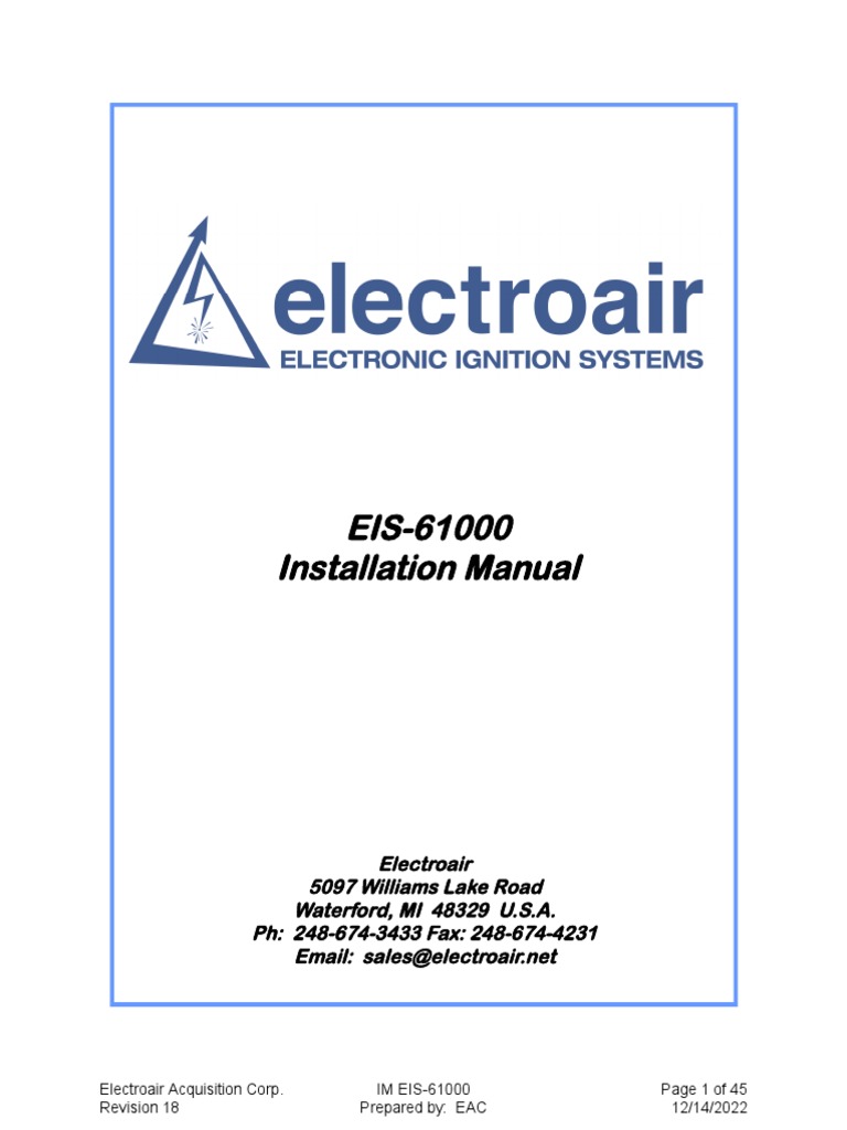 EIS 61000 Installation Manual | PDF | Ignition System | Internal ...