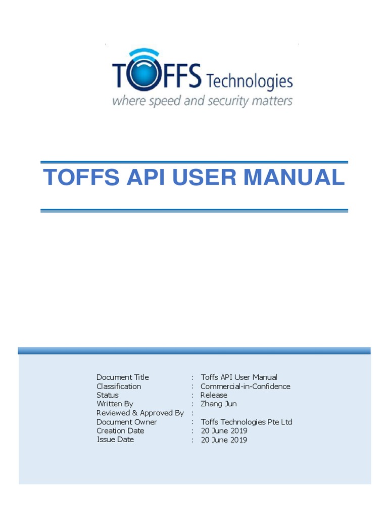 TOFFS API USER MANUAL v1.0 | PDF | Transport Layer Security | Hypertext Transfer Protocol