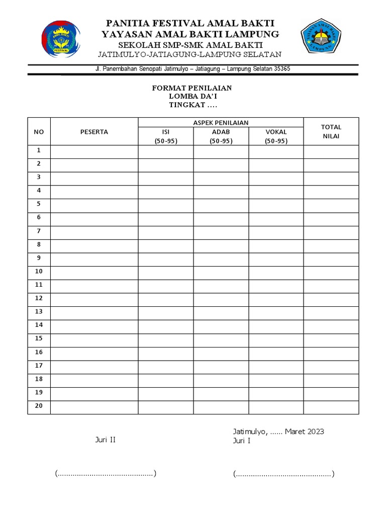 Penilaian Lomba Da'i | PDF