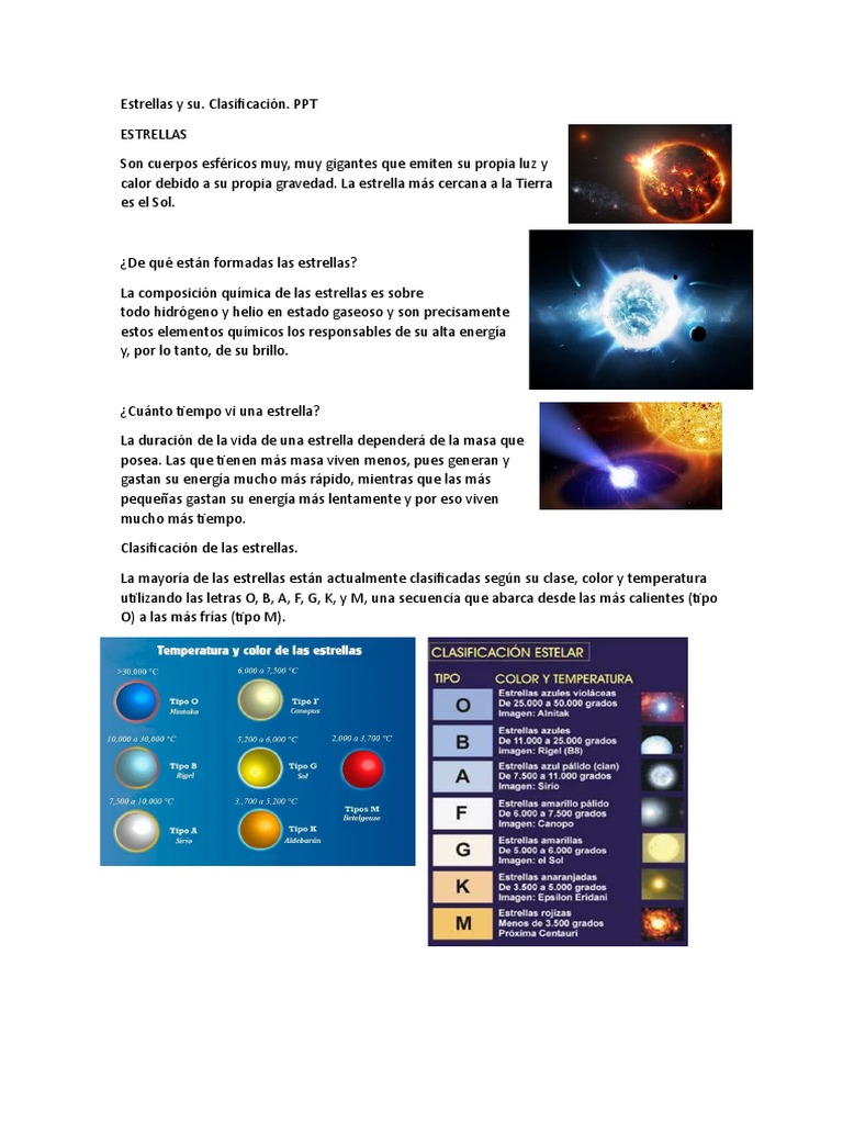 Estrellas y sus clasificacion ppt | PDF