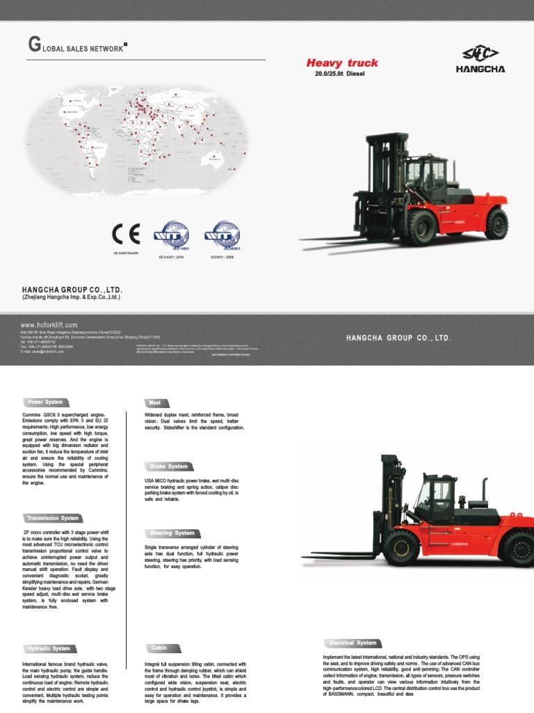 20-25t Ic Forklift Specification Sheet | PDF | Truck | Brake