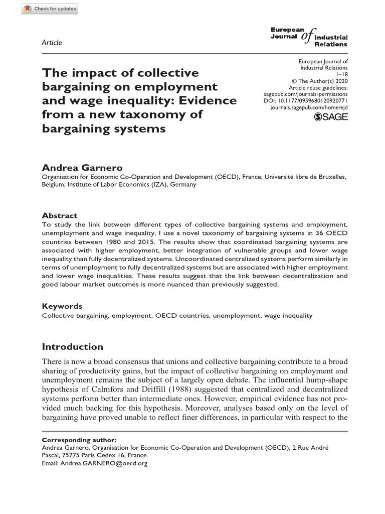 (2020) The Impact of Collective Bargaining On Employment and Wage ...