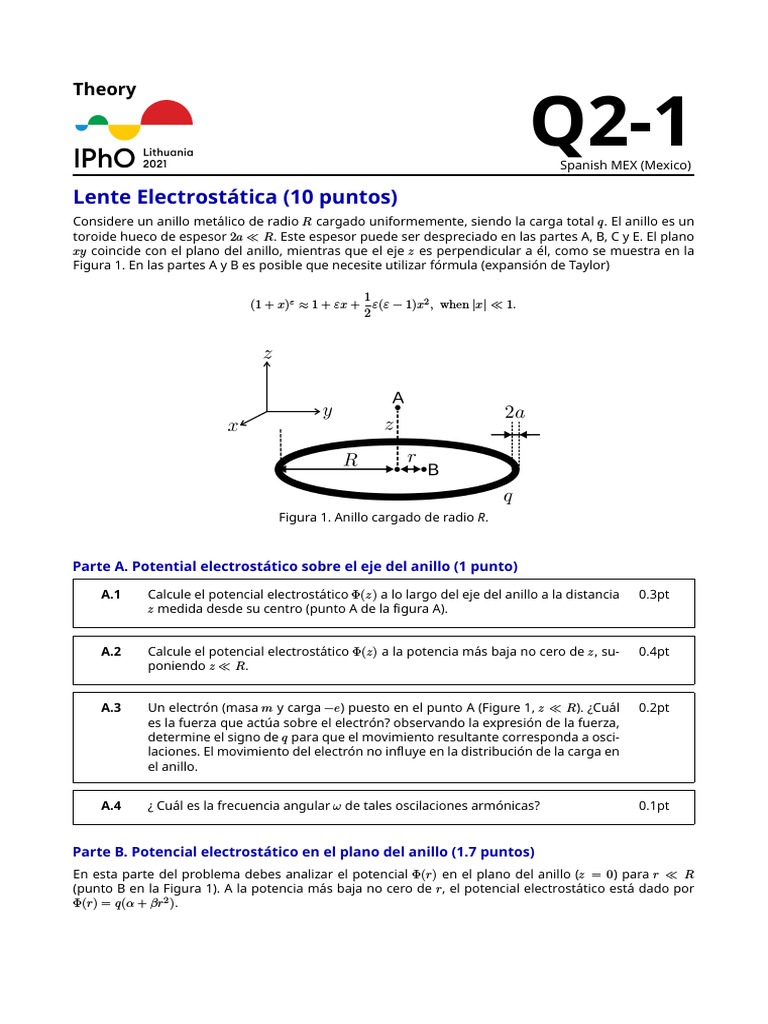 Ipho 2021 Teorico Q2 | PDF | Electrón | Electrostática