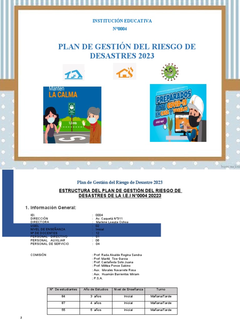Plan de Gestion de Riesgo-2023 -Dirección-reenviando | PDF | Radiación ...