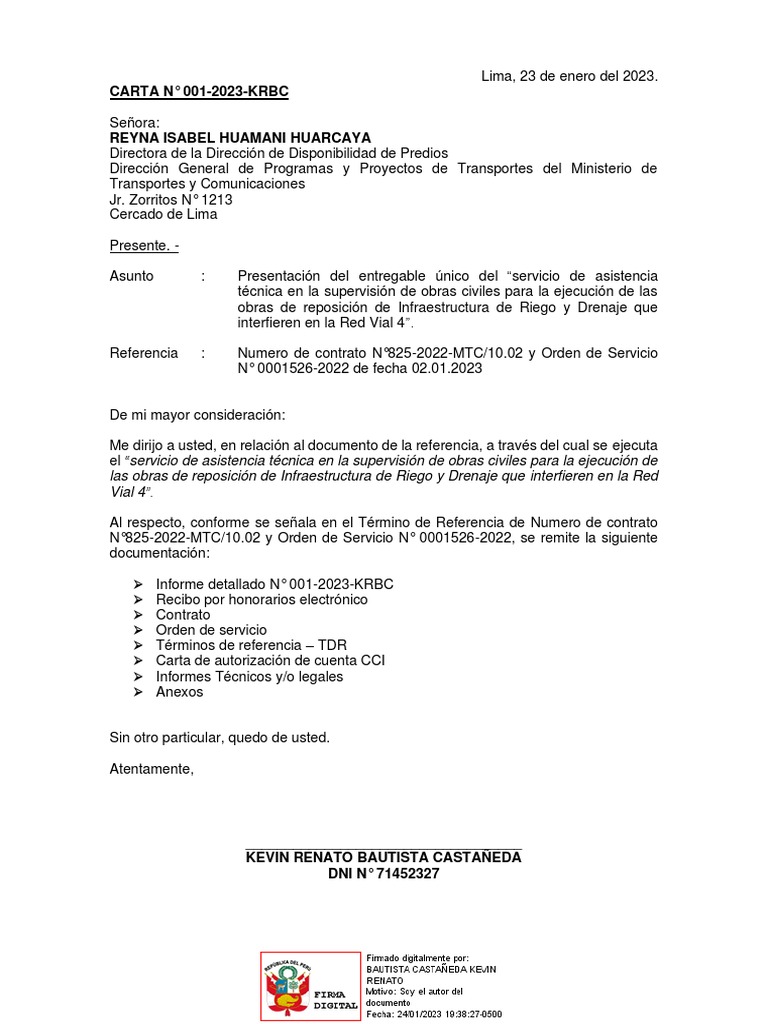 Carta Entregable KRBC - ENTREGABLE UNICO (R) (R) (R) (R) | PDF