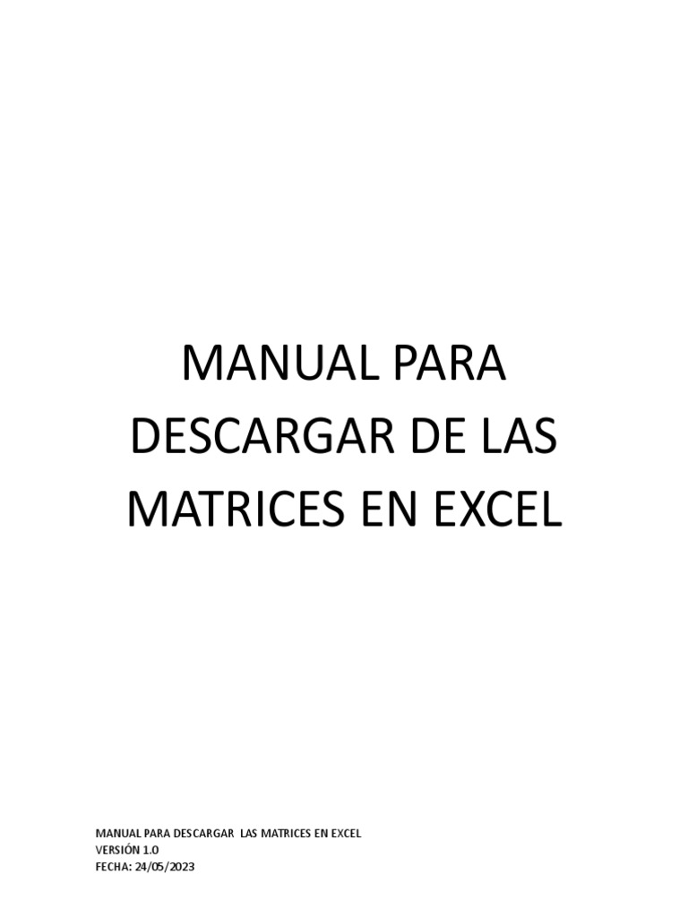Manual de Descarga de Las Matrices en Excel | PDF