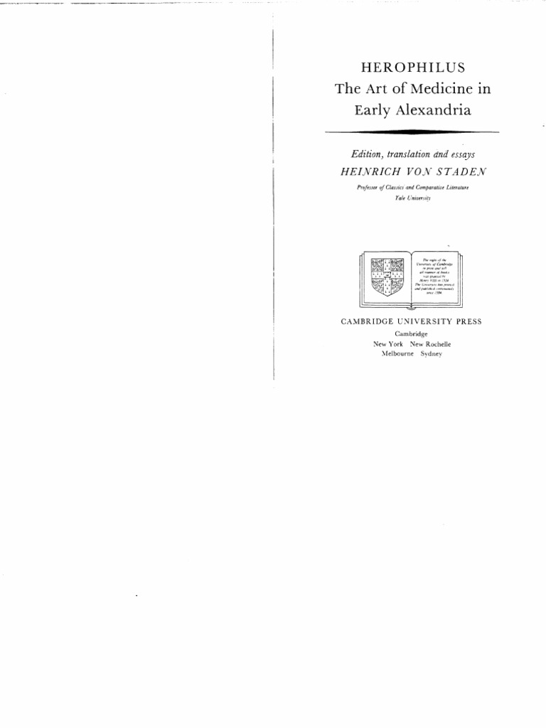 Heinrich Von Staden - Herophilus - The Art of Medicine in Early ...