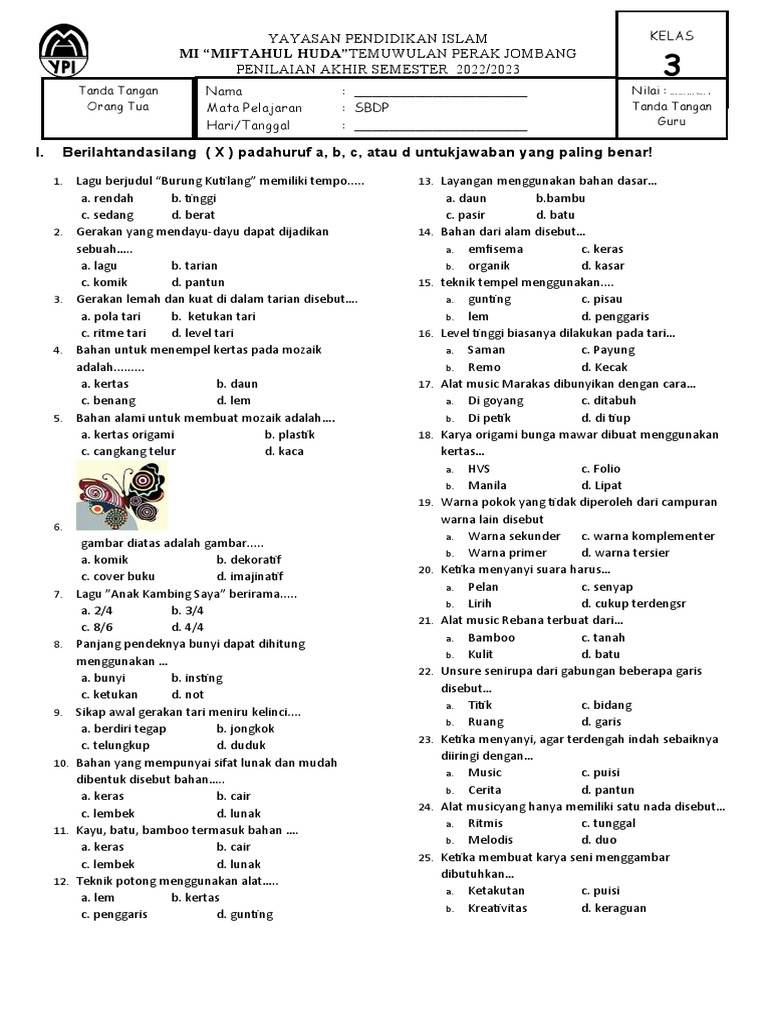 Pas SBDP Kelas 3 '22 | PDF