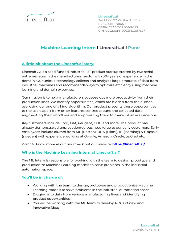Linecraft AI Limited - Machine Learning Engineering | PDF | Machine ...