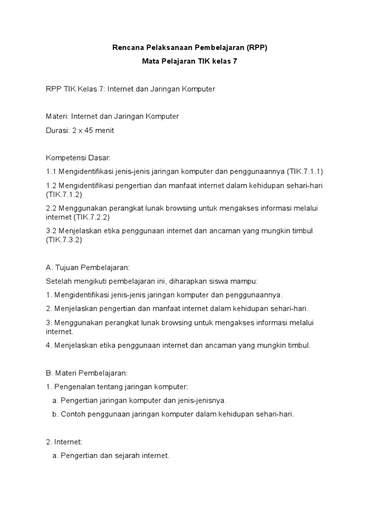 RPP Internet Dan Jaringan | PDF | Komputer | Seni