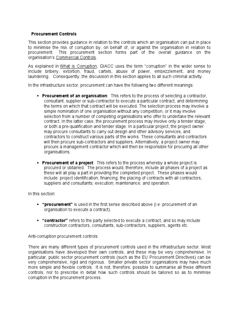 Procurement Controls | Download Free PDF | Procurement | Corruption