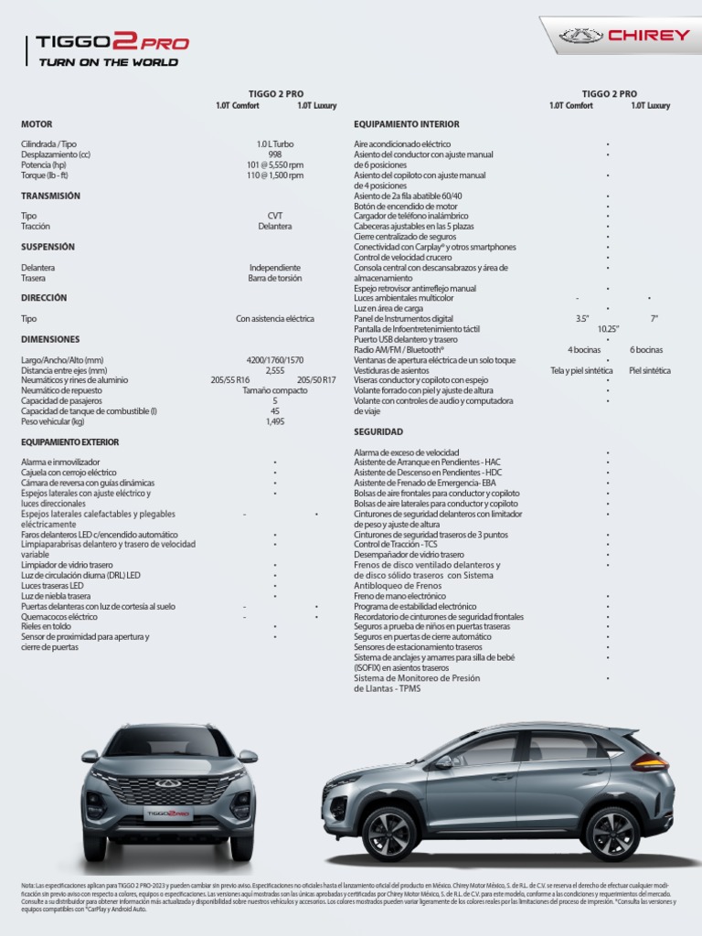 Ficha Chirey TIGGO 2 PRO | PDF | Airbag | Transporte