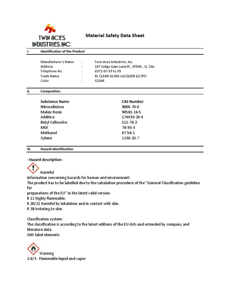 Clear Gloss Lacquer-English | PDF | Combustion | Personal Protective ...