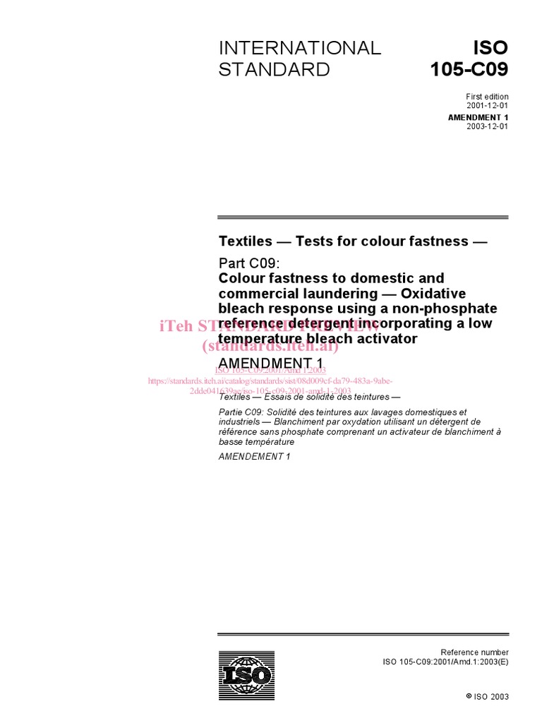 ISO 105 C09 2001 Amd 1 2003 | PDF | International Organization For ...