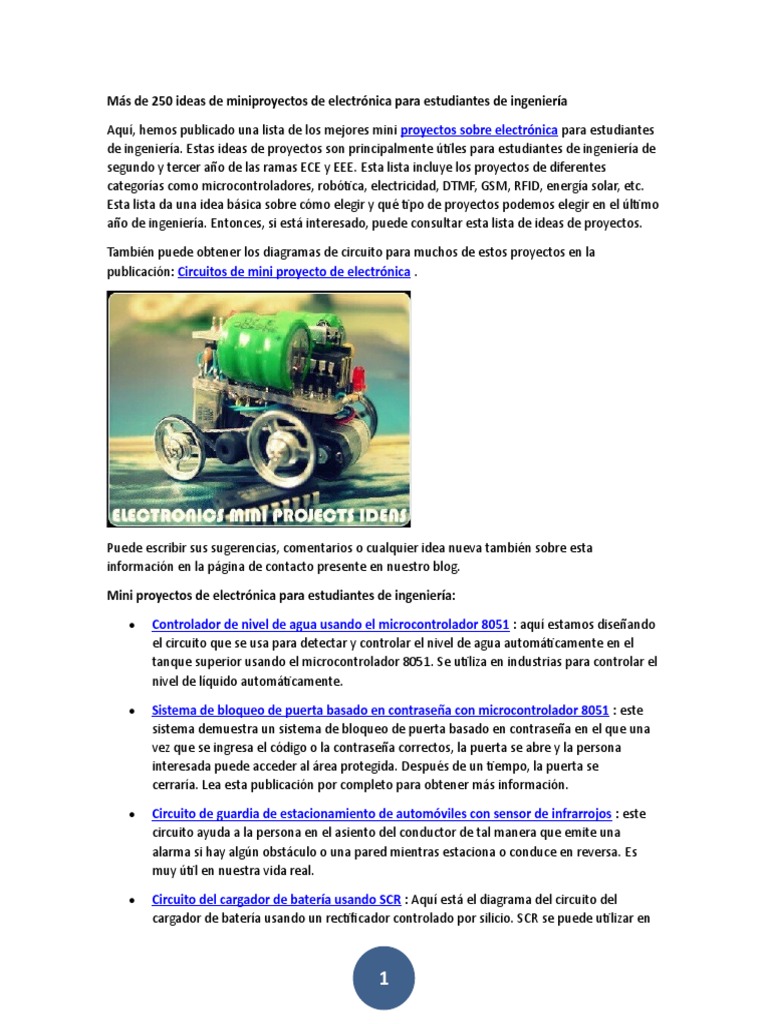 Más de 250 Ideas de Miniproyectos de Electrónica para Estudiantes de ...