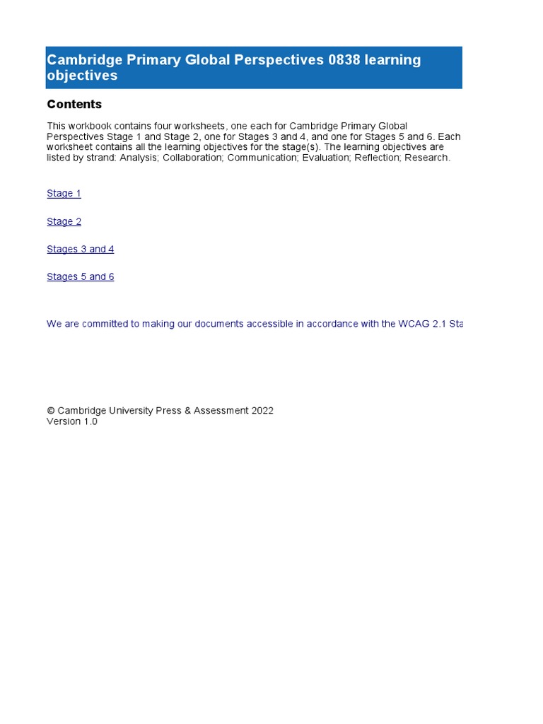 Cambridge Primary Global Perspectives Worksheets | PDF | Information ...