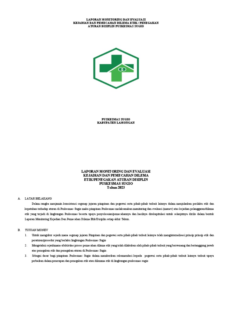 Laporan Monitoring Dan Evaluasi Kejadian | PDF