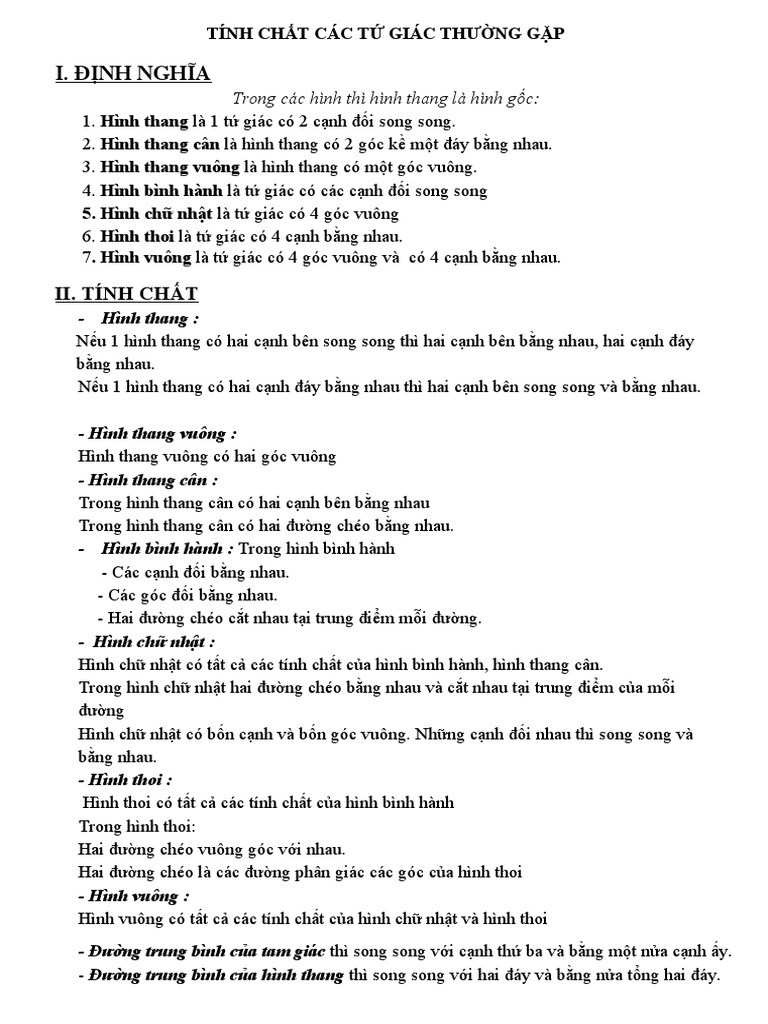 Ly Thuyet Chuong 1 Hinh Hoc 8 | PDF