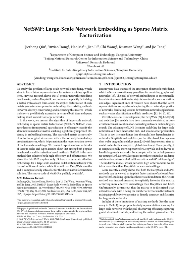 Netsmf Large Scale Network Embedding Pdf Matrix Mathematics Logarithm