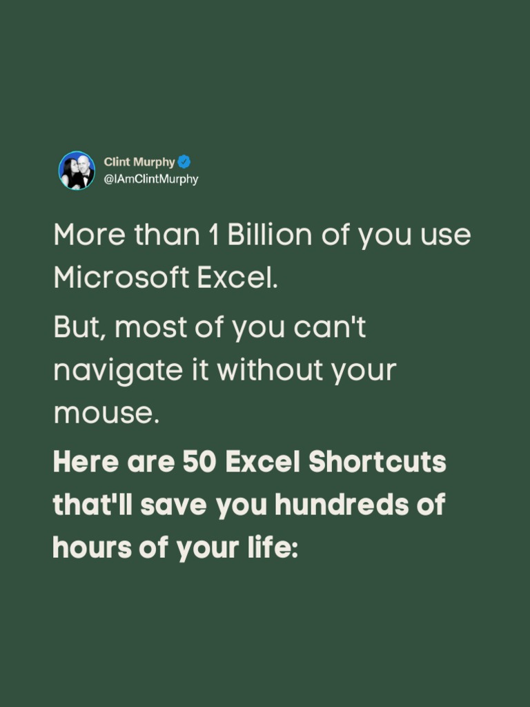 50 Excel Shortcuts PDF | PDF