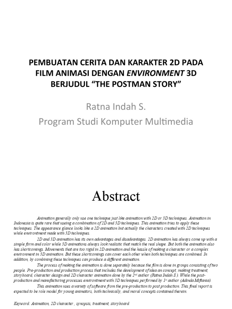 Pembuatan Cerita Dan Karakter 2d Pada Film Animasi Dengan | PDF | 3 D Computer Graphics | Film ...