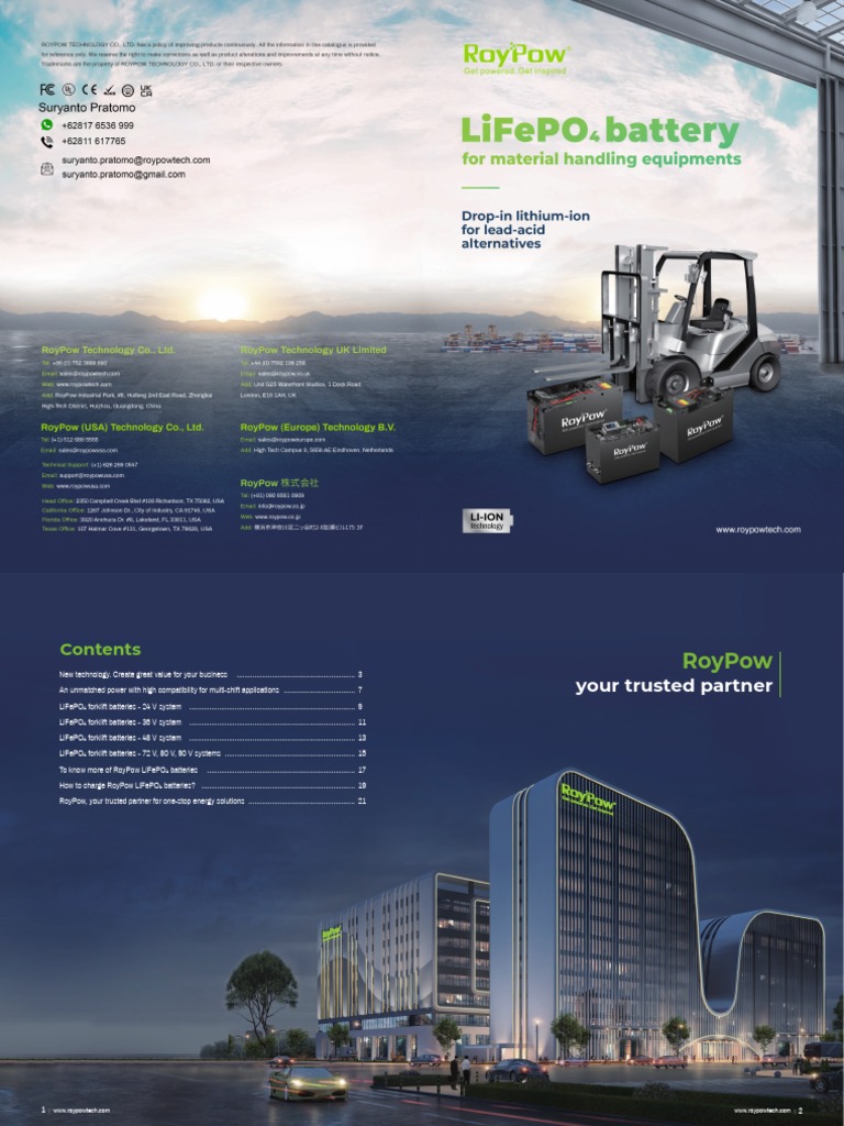RoyPow Forklift Battery Brochure 2022 - Revisi | PDF | Lithium Ion ...