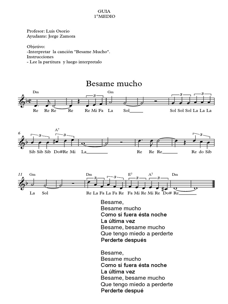 Besame mucho - Partitura completa | PDF