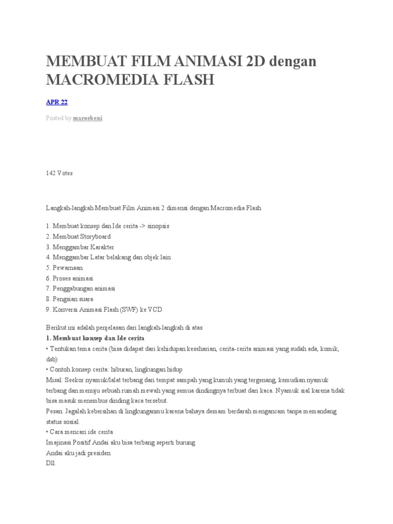 Tahapan MEMBUAT FILM ANIMASI 2D Dengan MACROMEDIA | PDF