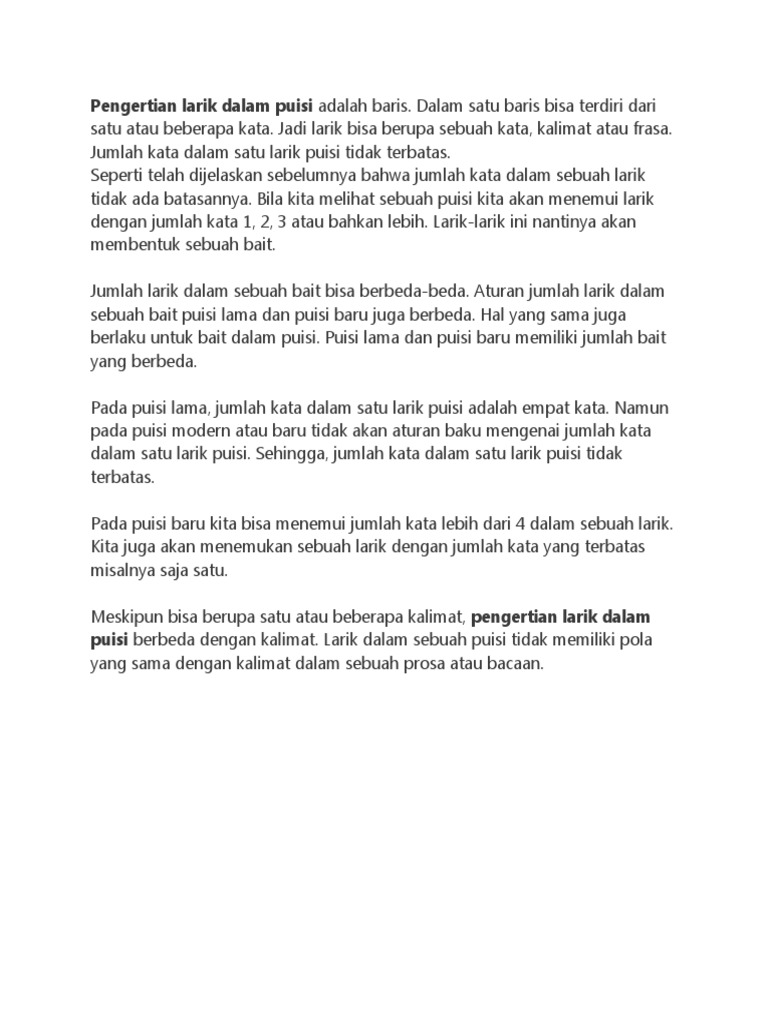 Pengertian Larik Dalam Puisi | PDF