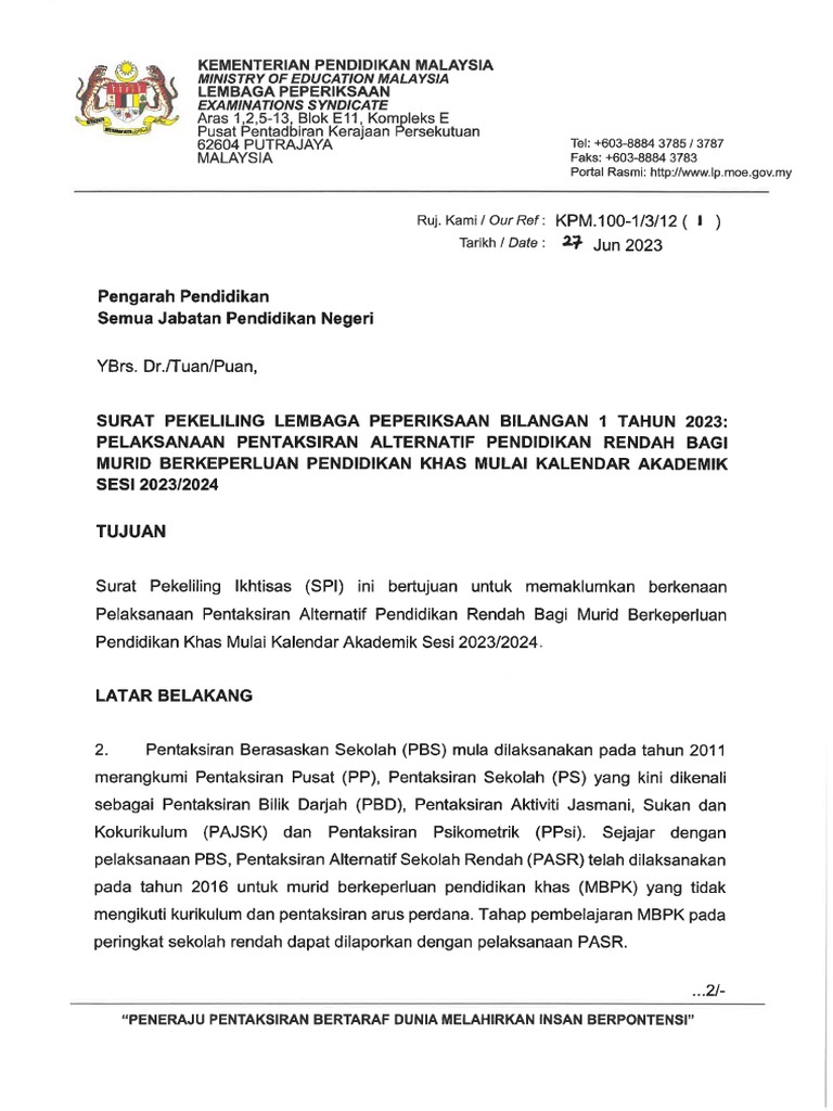 SPLP Papr Bil 1 2023 | PDF