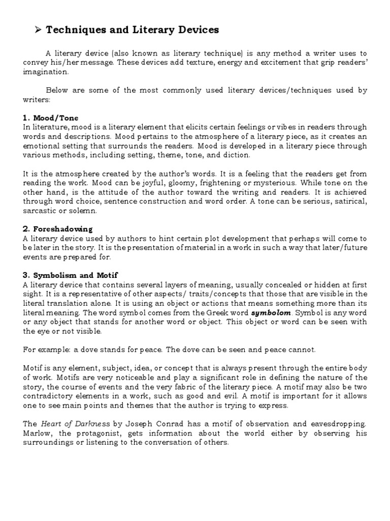 Techniques and Literary Devises | PDF | Narration | Plot (Narrative)