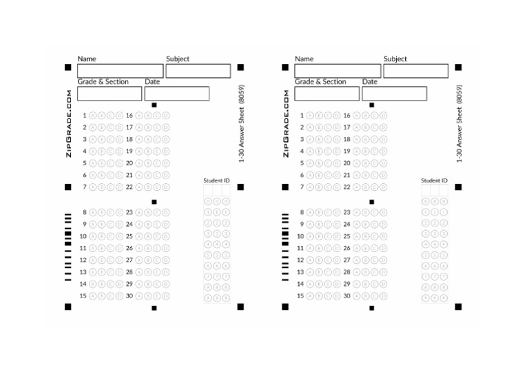 1 30 Answer Sheet | PDF