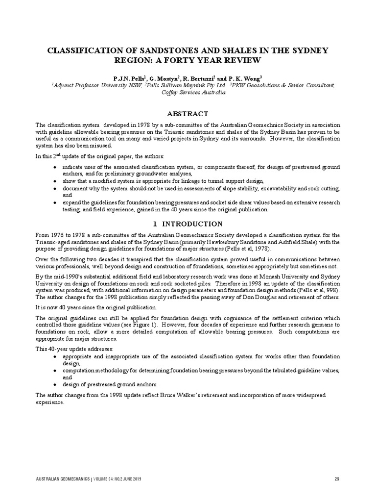 Sydney Sandstone and Shale Classification Update | PDF | Strength Of ...