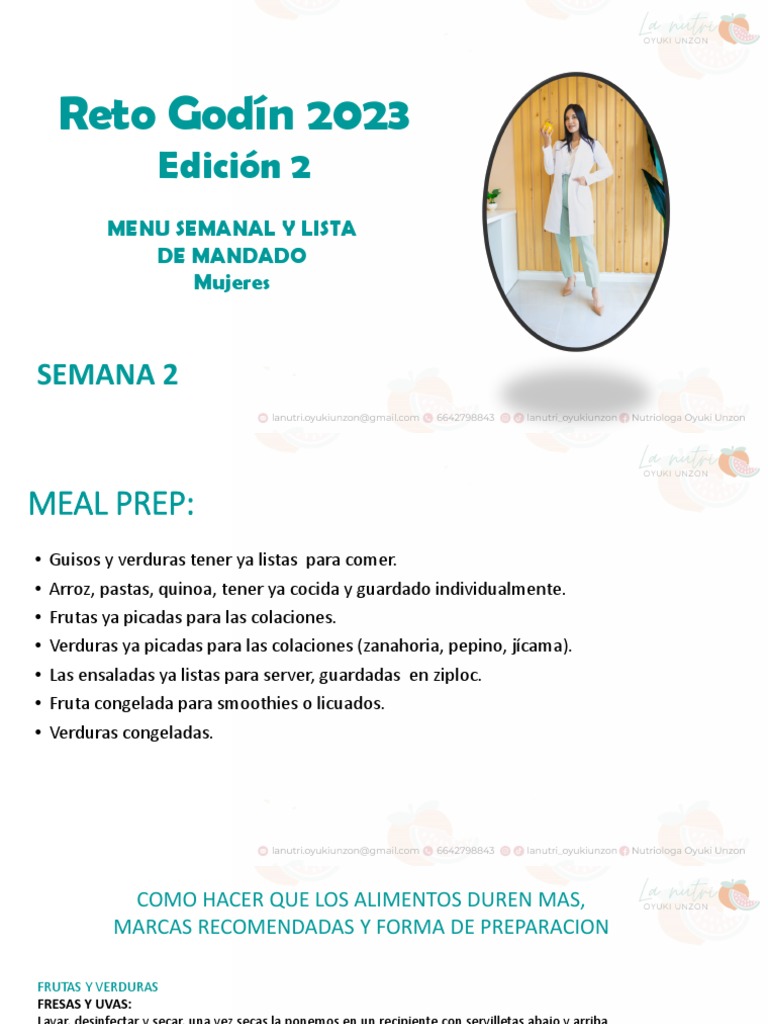 Reto Godin Mujer Semana 2 - 2023 Edición 2 | PDF | Vegetales | ensalada