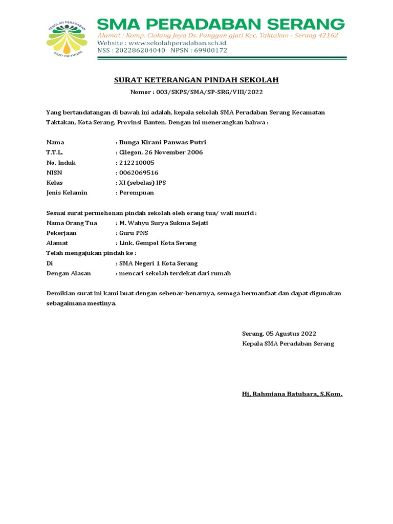 003 Surat Pindah Bunga | PDF