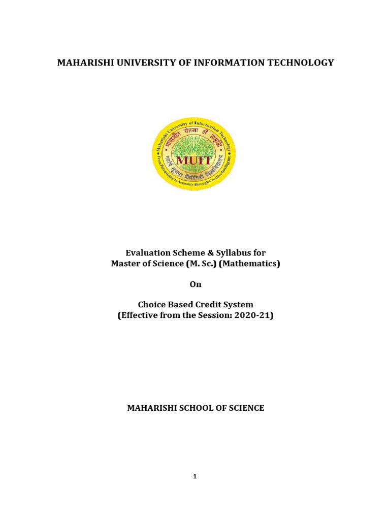 MSc Mathematics Syllabus & Evaluation Guide | PDF | Field (Mathematics ...