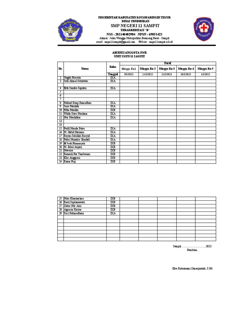 Absen Murid PMR Bulan 3 | PDF